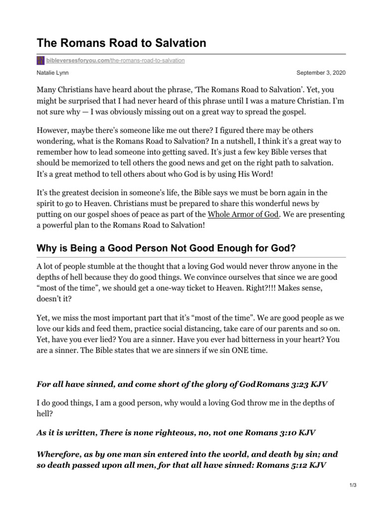 Romans Road To Salvation PDF | PDF | Eternal Life (Christianity) | Salvation