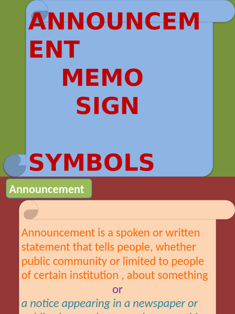 Announcement, Memo, Menu, Schedule, and Sign | PDF | Memorandum | Menu
