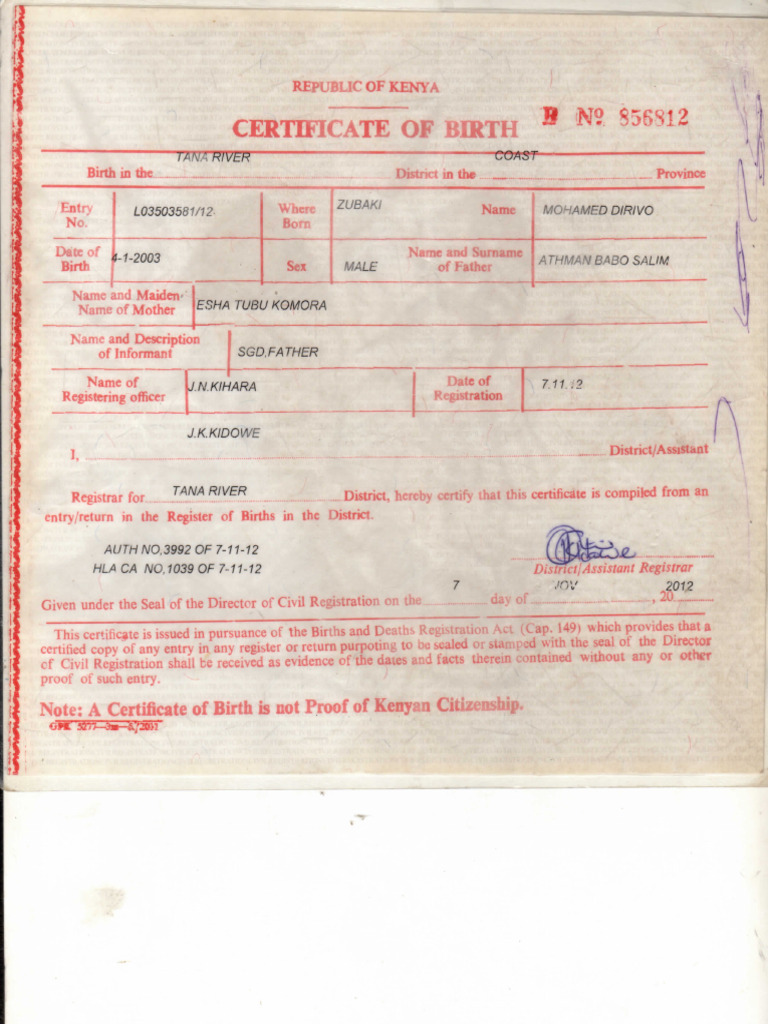 Birth Cert | PDF