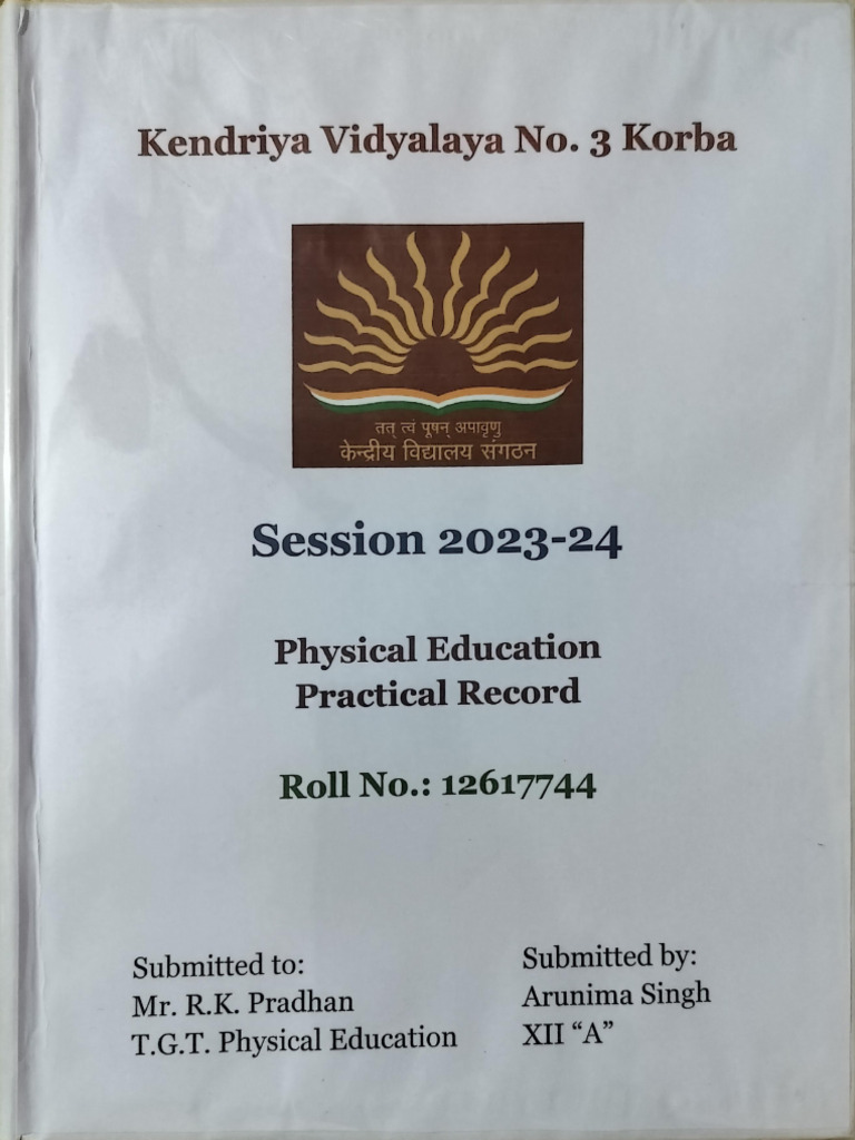 Physical Education Practical Record Class 12 CBSE | PDF
