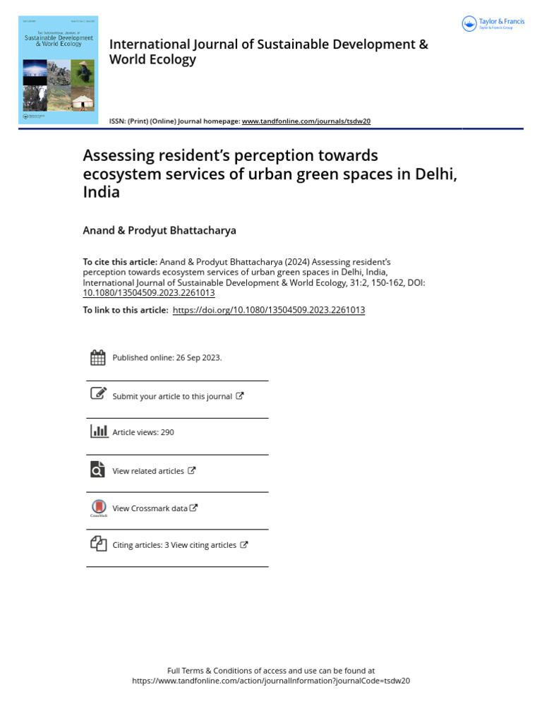 Assessing Resident's Perception Towards | PDF | Sustainability | Ecosystem
