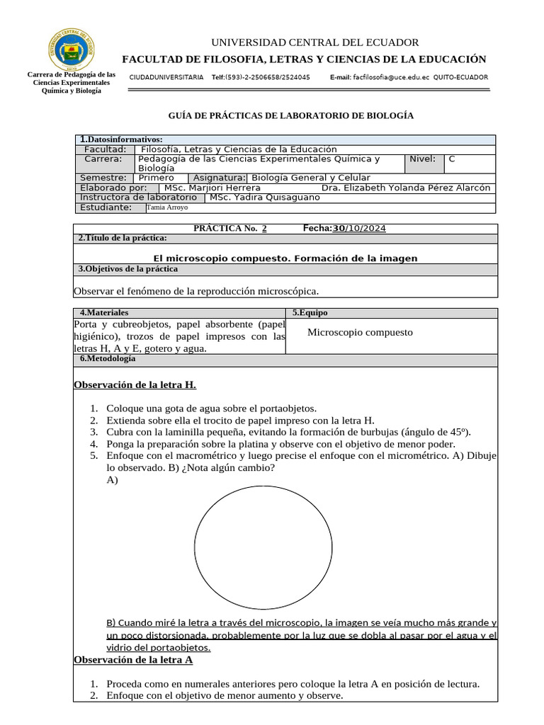 2. Guía Práctica 1. de Laboratorio Biología General y Celular-Vespertina | PDF | Microscopio ...