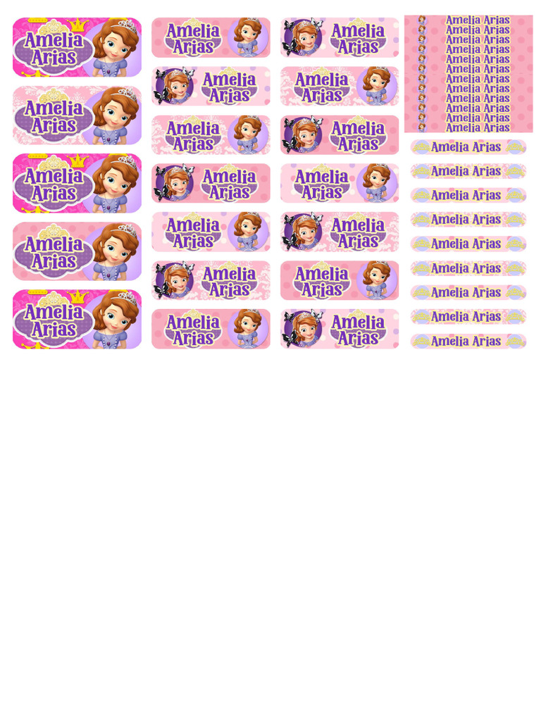 Etiquetas Escolares - Princesa Sofia - Amelia Arias | PDF