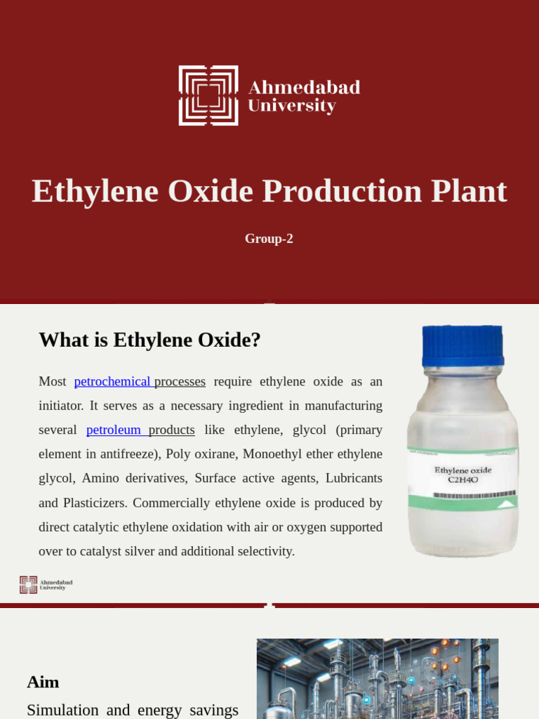 Ethylene Oxide Production Plant | PDF | Ethylene | Gases