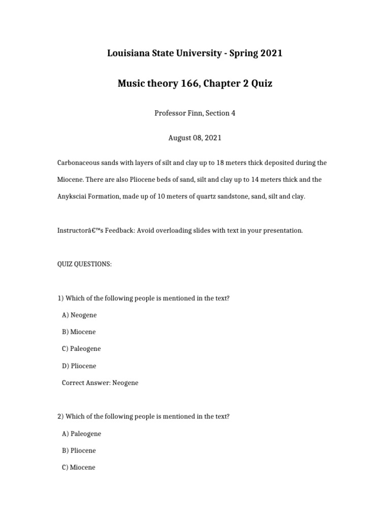 LSU Music Theory Quiz Spring 2021 | PDF