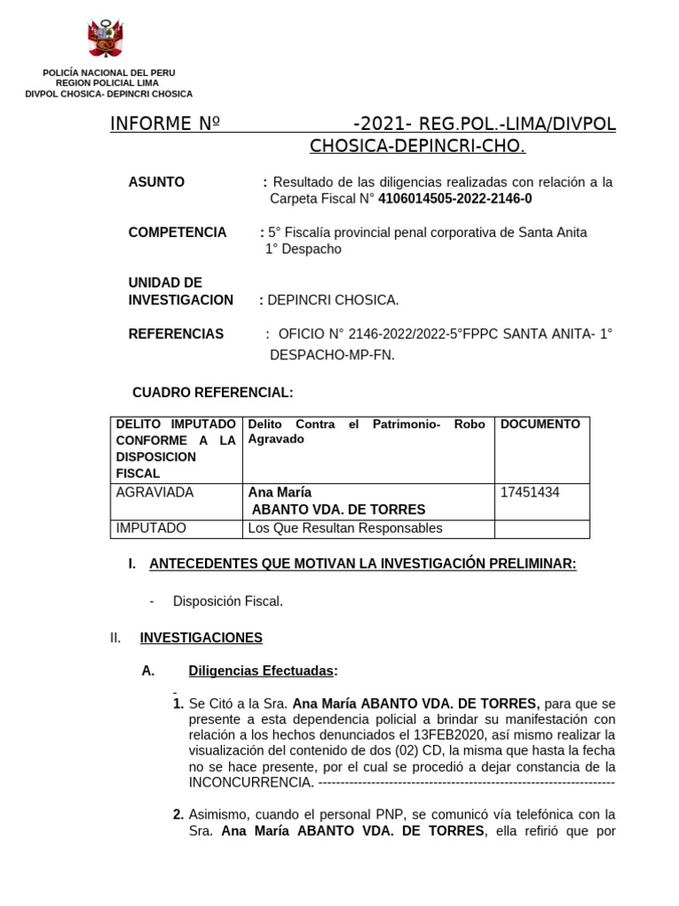 Informen° 59-2021-Ana Maria Abanto Vda de Torres-Dcp | PDF | Fiscal | Justicia