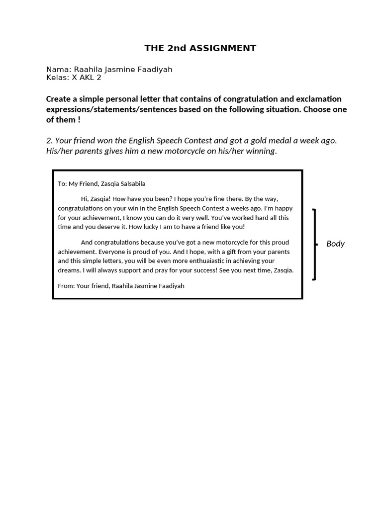The Assignment of Congratulation & Exclamation Letter | PDF