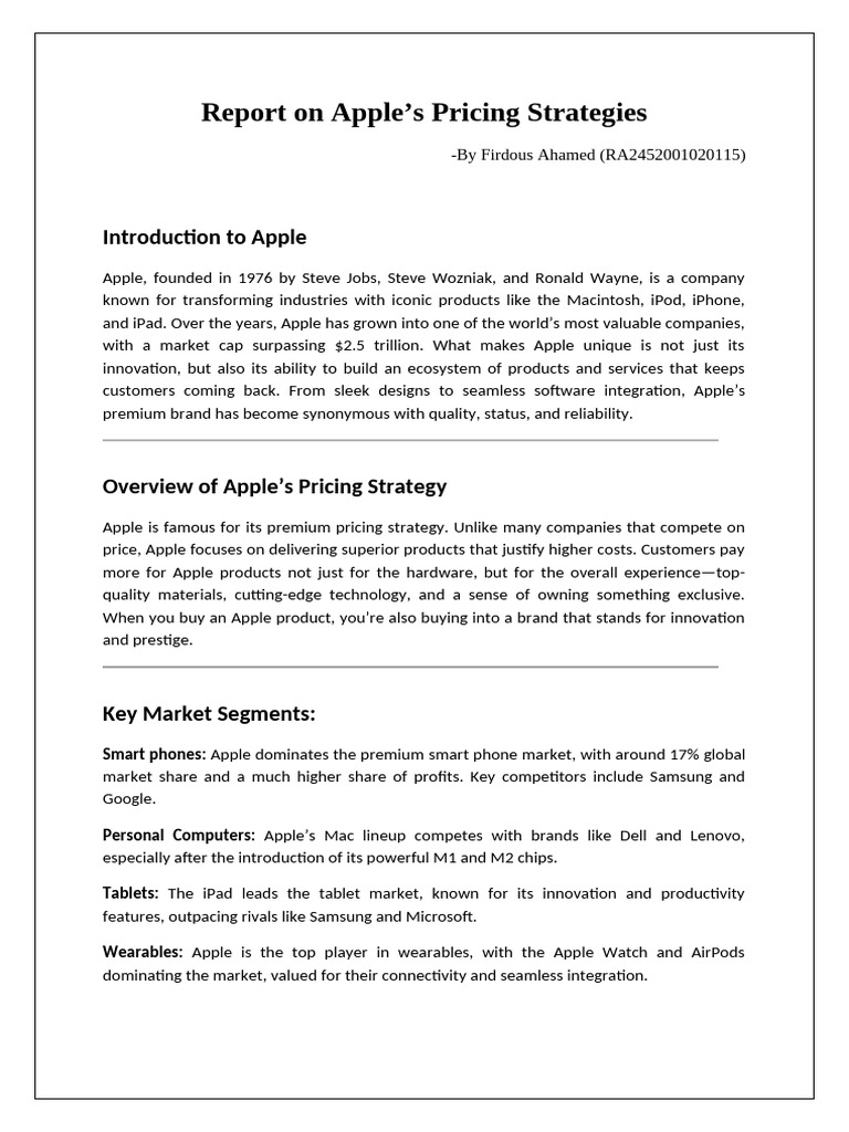 Apple Pricing Strategies | PDF | Apple Inc. | Pricing