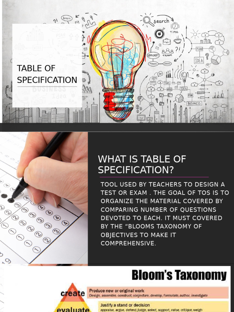 Table of Specification | PDF | Learning | Knowledge