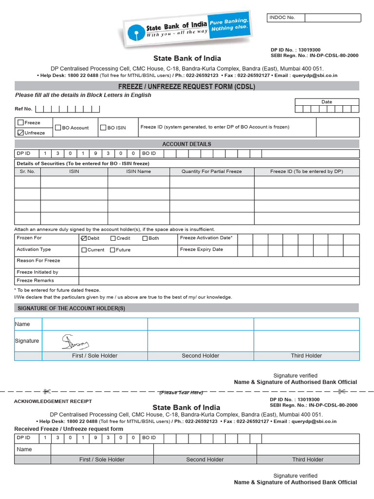 1354604388724_FREEZE_UNFREEZE_REQUEST_FORM Signed | PDF | Financial ...