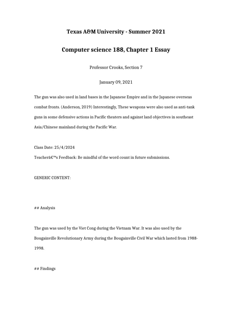 COMPUTER_SCIENCE_188_CHAPTER_1_ESSAY | PDF | Warfare | Ballistics