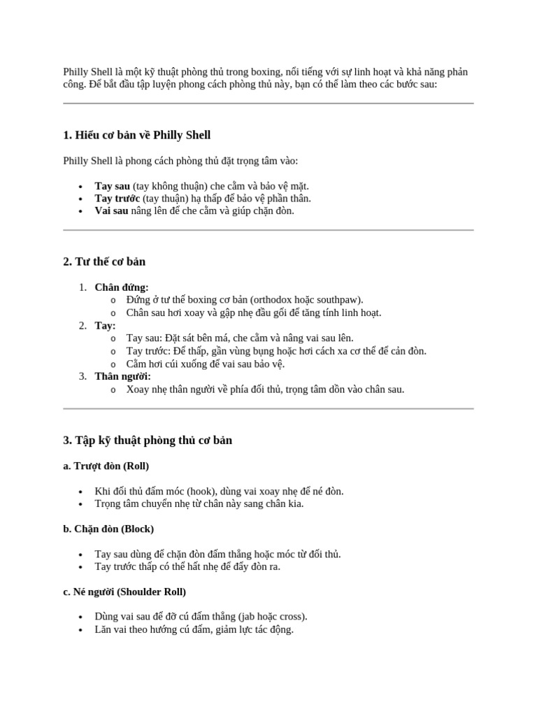 Philly Shell Kỹ Thuật Phòng Thủ Trong Boxing | PDF