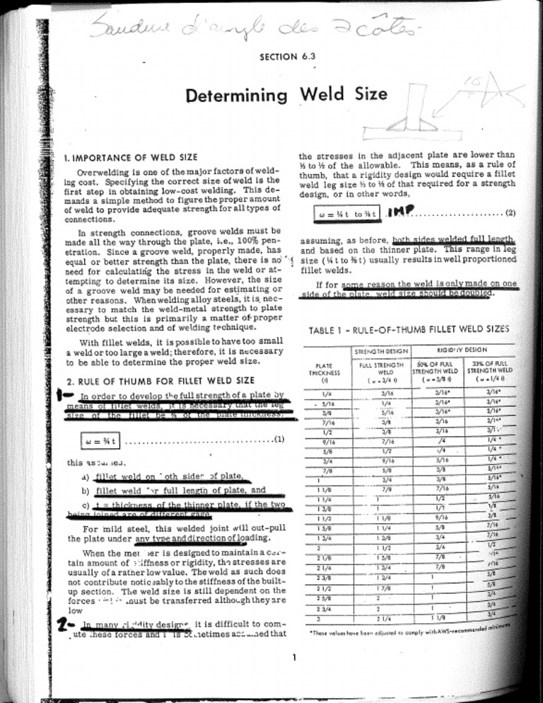 Fillet Weld Size | PDF