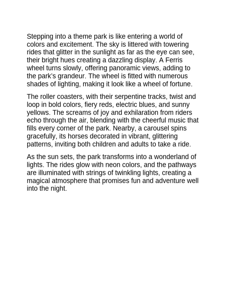 Ammusement park - Descriptive writing | PDF