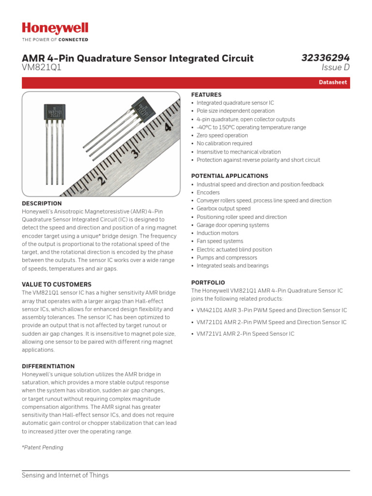 Sensing Honeywell Quadrature vm821q1 Amr 4 Pin Sen 1588921 | PDF ...