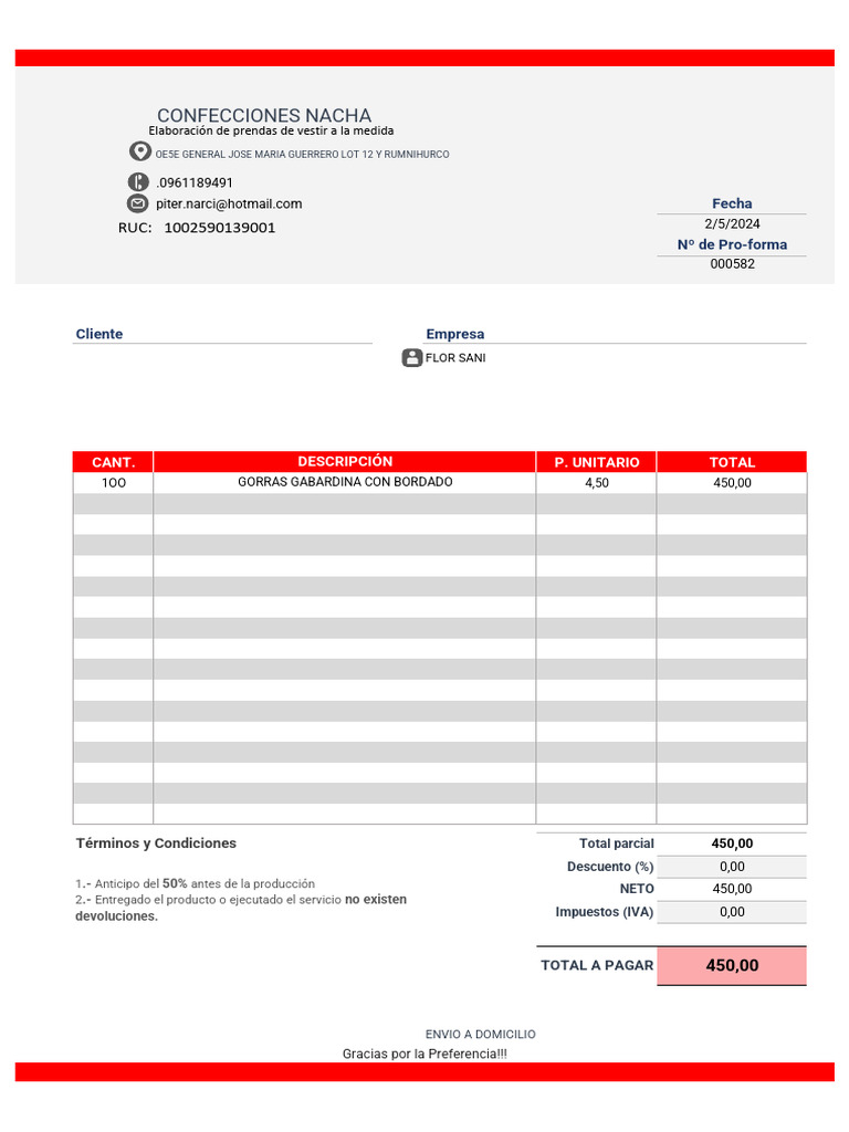 FORMATO COTIZACIÓN - PROFORMA 2 | PDF