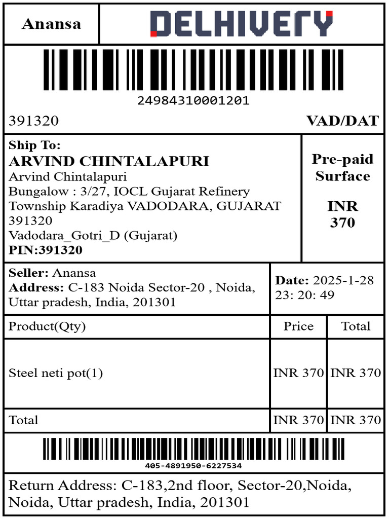 Delhivery SNT 1 | PDF