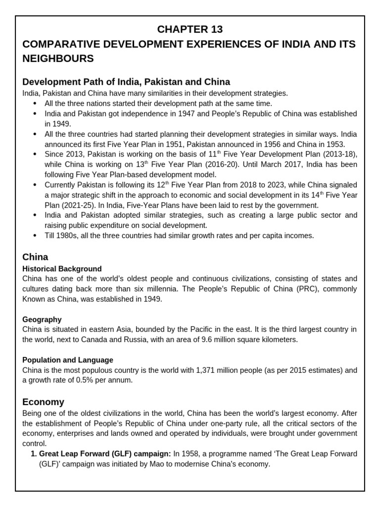 Ch.13 (Ind. Eco.) Comparative Development Experiences of India And Its Neighbours | PDF | Infant ...