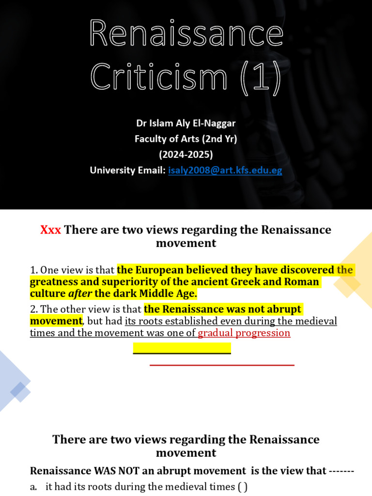 MCQ Renaissance Criticism 1+ | PDF | Humanism | Renaissance