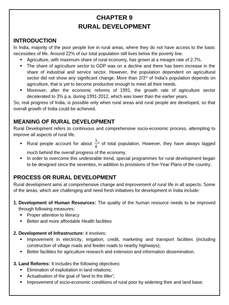 Ch.09 (Ind. Eco.) Rural Development | PDF | Agriculture | Loans