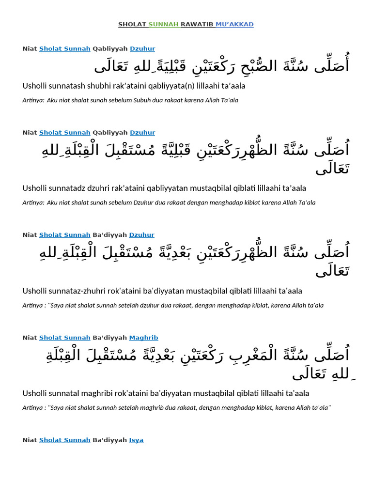 Sholat Sunnah Rawatib | PDF