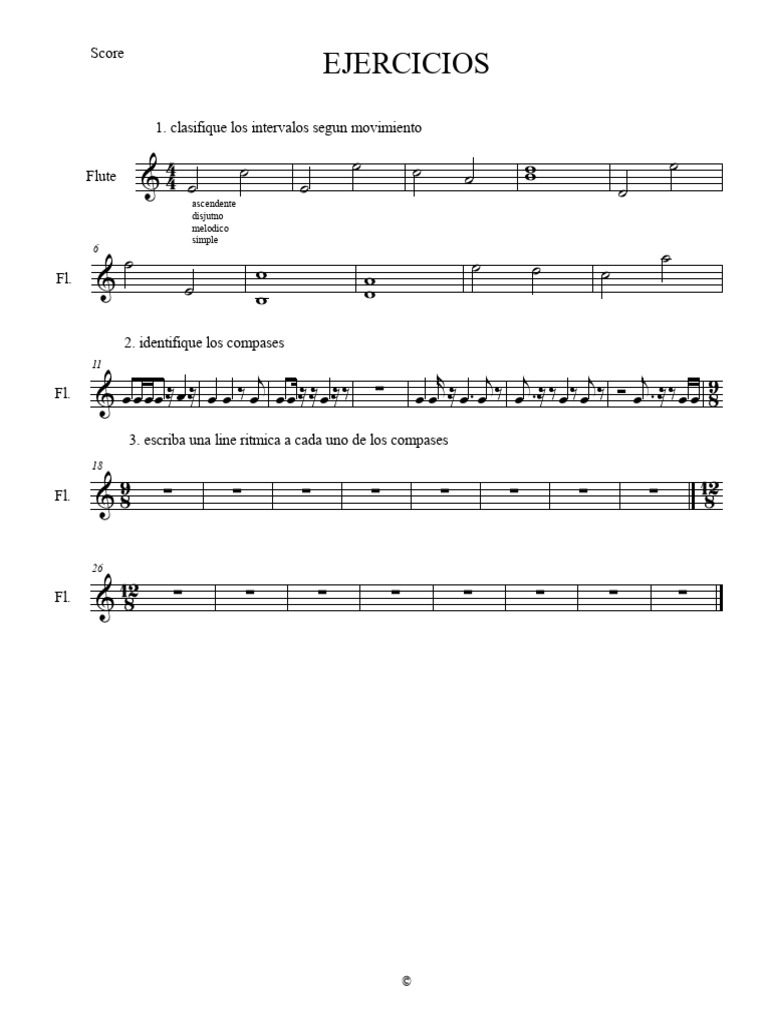 Ejercicios Compases e Intervalos Movimiento | PDF