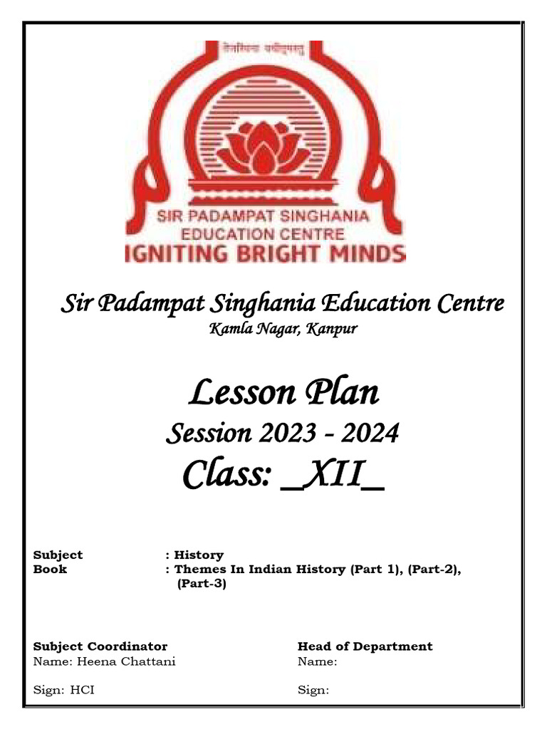 cl-12_History_lesson_plan_2023-24 | PDF | British Raj