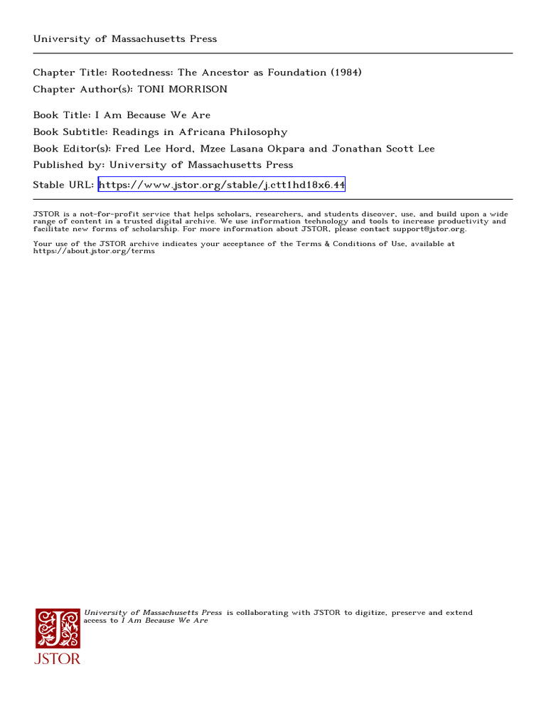 MORRISON Rootedness 2016 | PDF