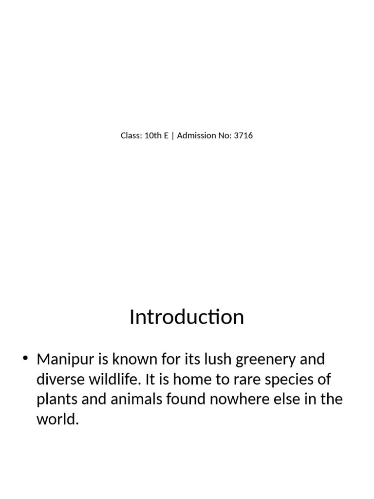 Biodiversity of Manipur's Flora and Fauna | PDF