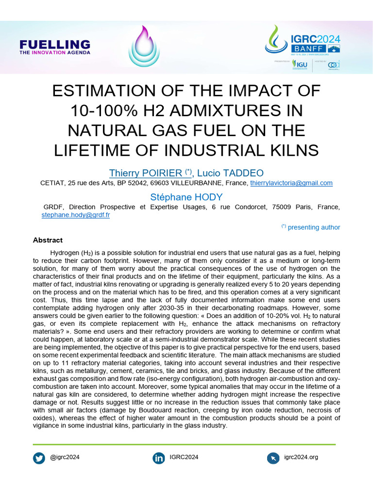 24-005 Estimation of the Impact of 10-100% H2 Admixtures in Natural Gas ...