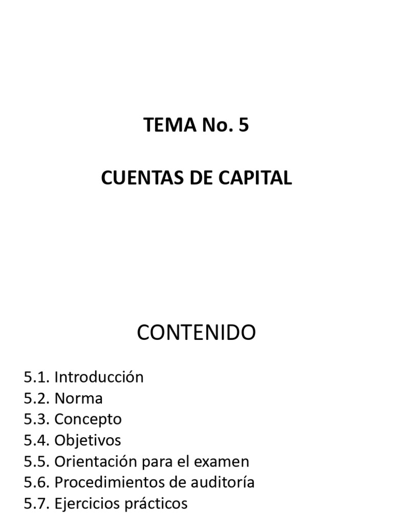 TEMA No. 5 CUENTAS DE CAPITAL_a178e1b4cd3796615158b60461275d63 | PDF | Auditoría | Dividendo