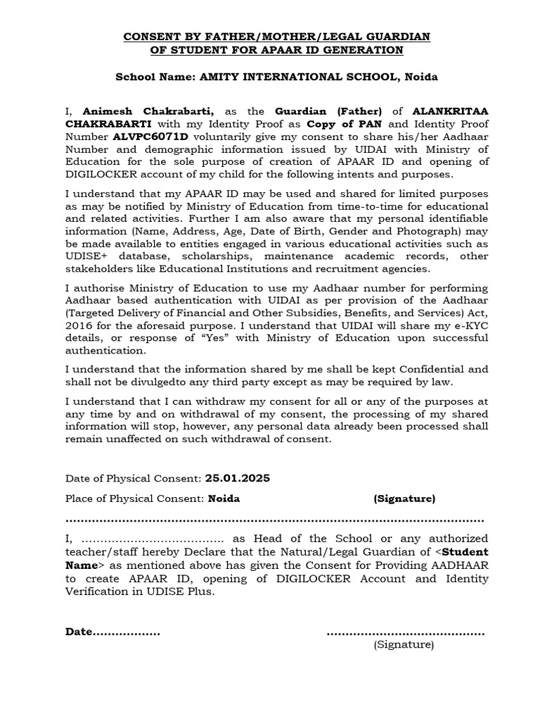 Consent Form APAAR Modified Approved | PDF