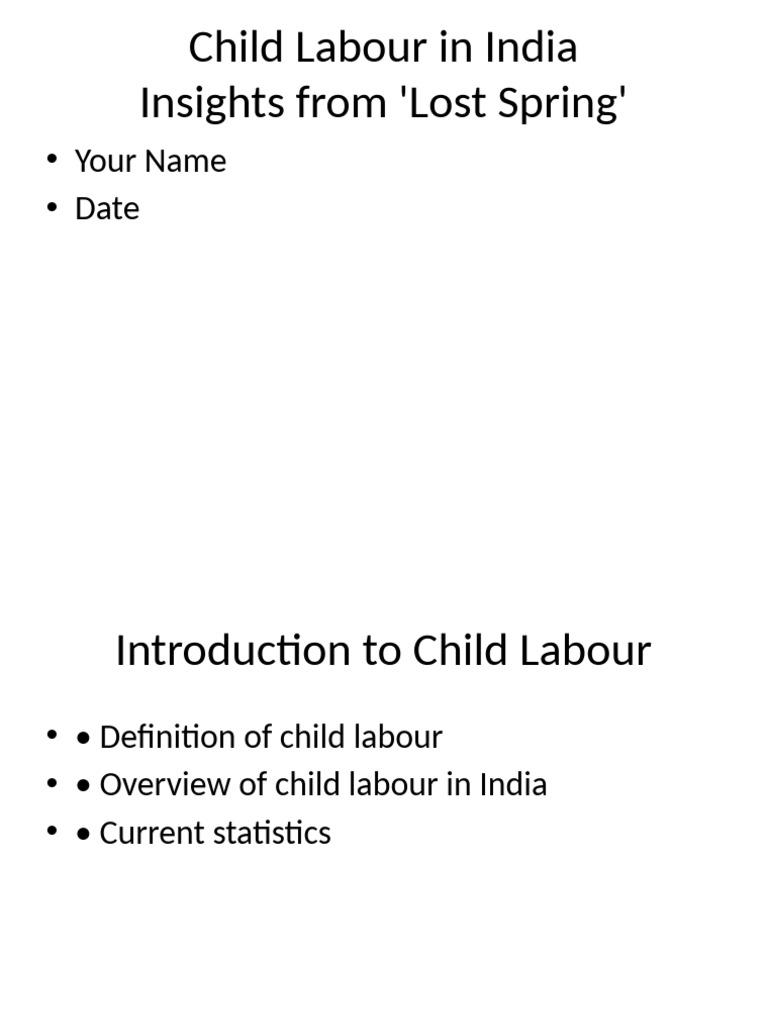 Child Labour in India Lost Spring | PDF