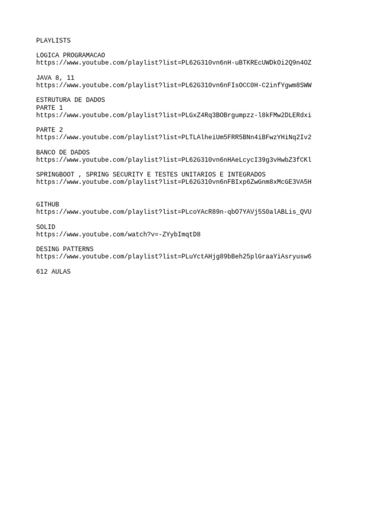 Trilha Java Junior - Playlists | PDF