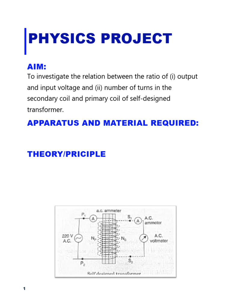 PHYSICS PROJECT (1) | PDF | Transformer | Inductor