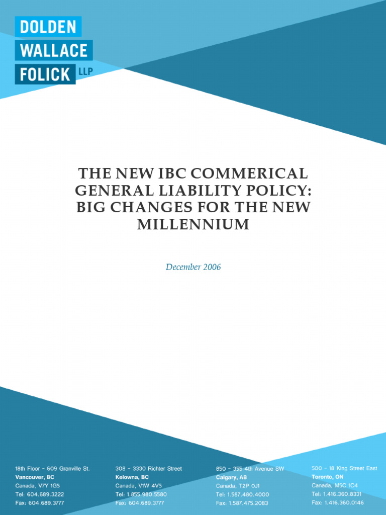 132 The New IBC Commerical General Liability Policy December 2006 | PDF ...