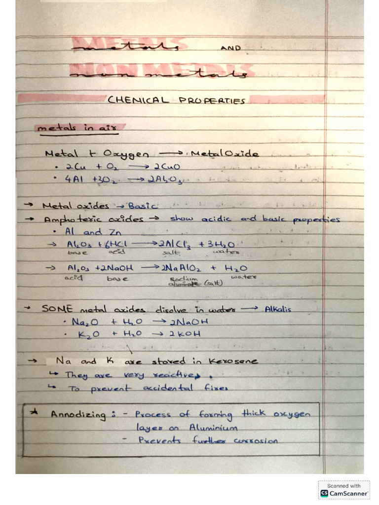 Metals and Non Metals Notes | PDF