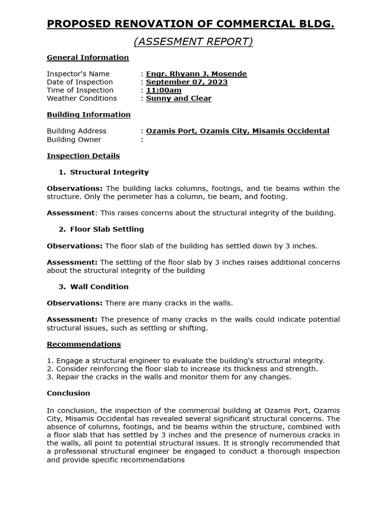 PROPOSED RENOVATION OF COMMERCIAL BLDG | PDF | Structural Engineering