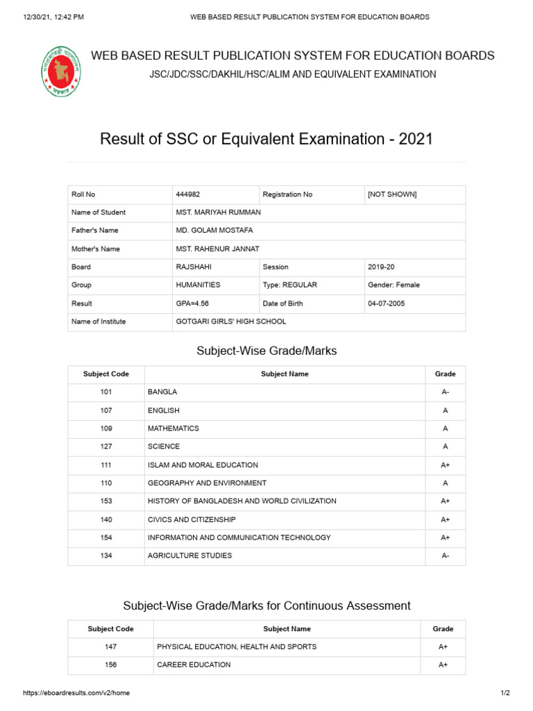 Exam Results for Students | PDF | Qualifications | Student Assessment And Evaluation