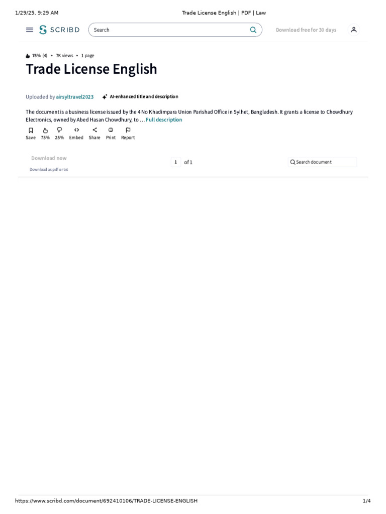 Trade License English - PDF - Law | PDF | Scribd | World Wide Web