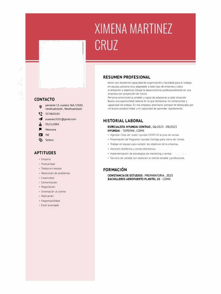 CV Ximena Martínez | PDF