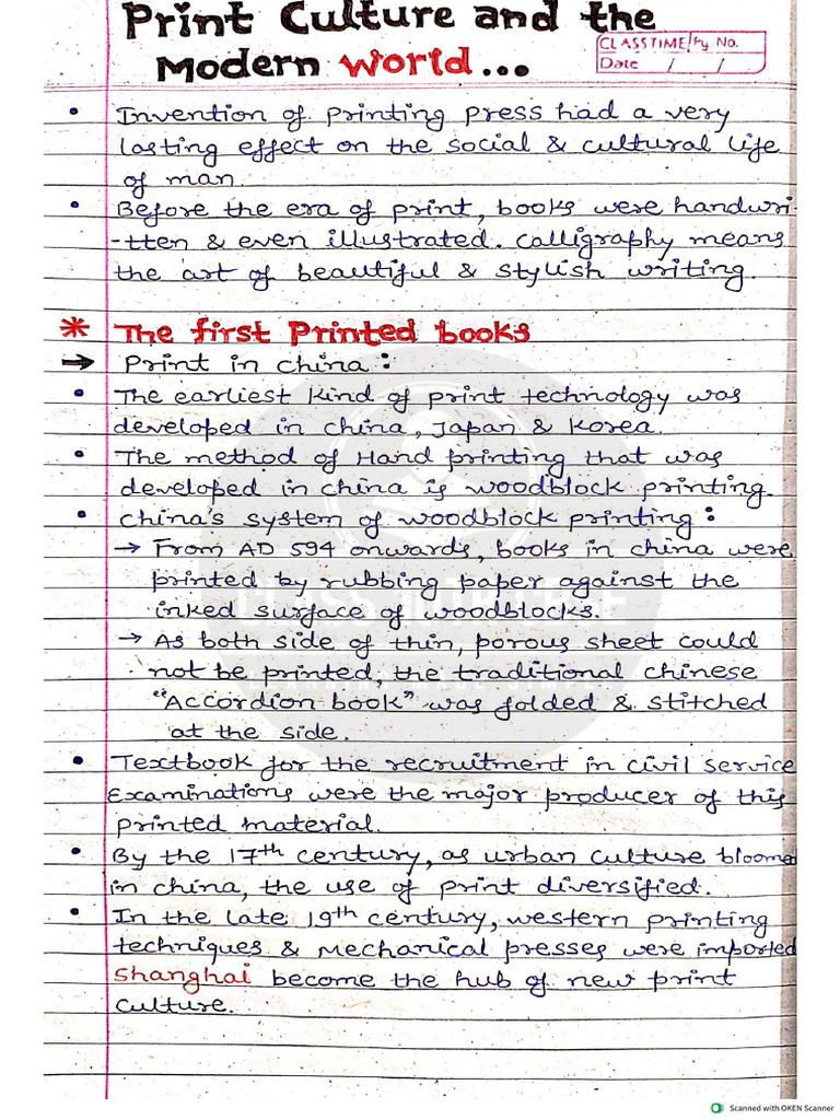 Print Culture and The Modern World Toppers Notes | PDF