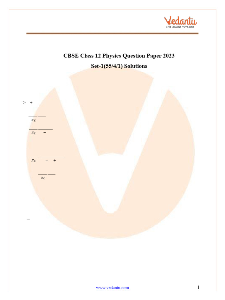 Cbse Class 12 Physics Question Paper Set 1 55 4-1-2023 | PDF ...