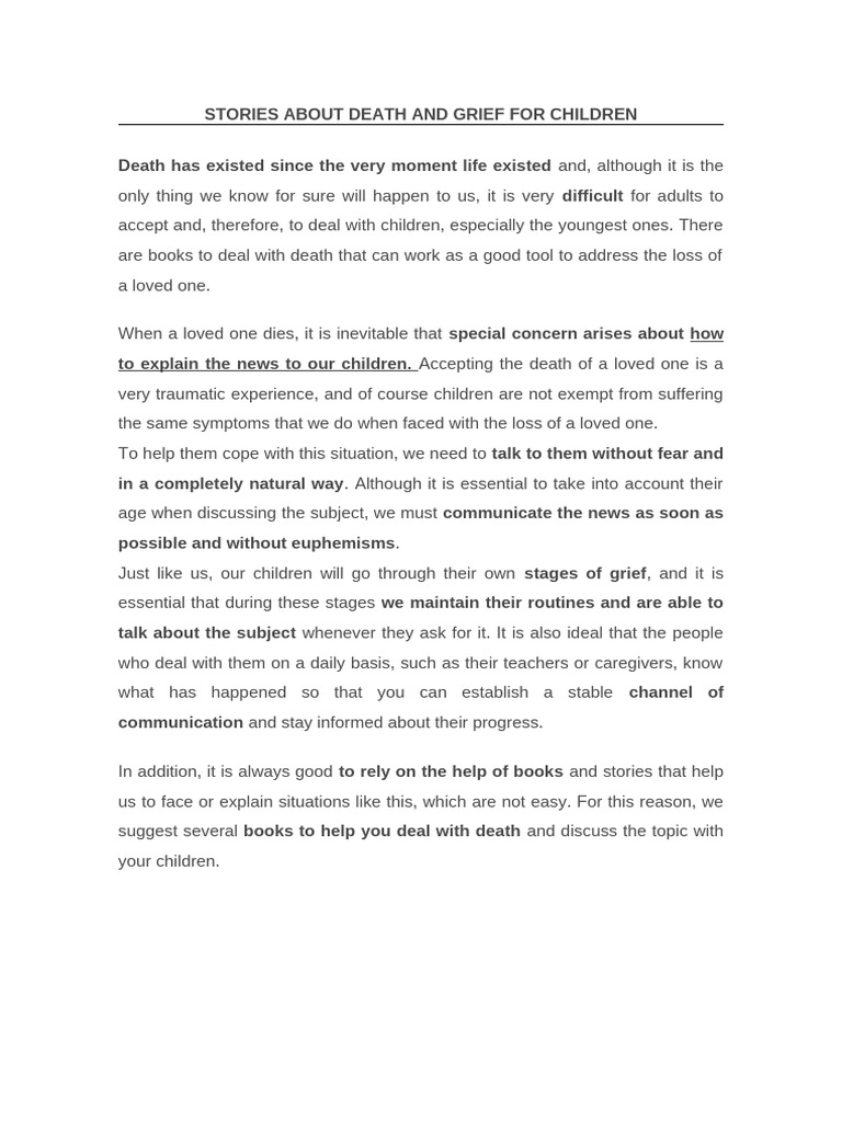"Tales About Death and Grief for Children.pdf" | PDF | Grief | Psychology