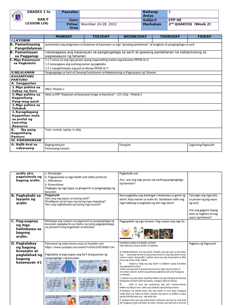 DLL G5 Epphe Q2 W2 | PDF