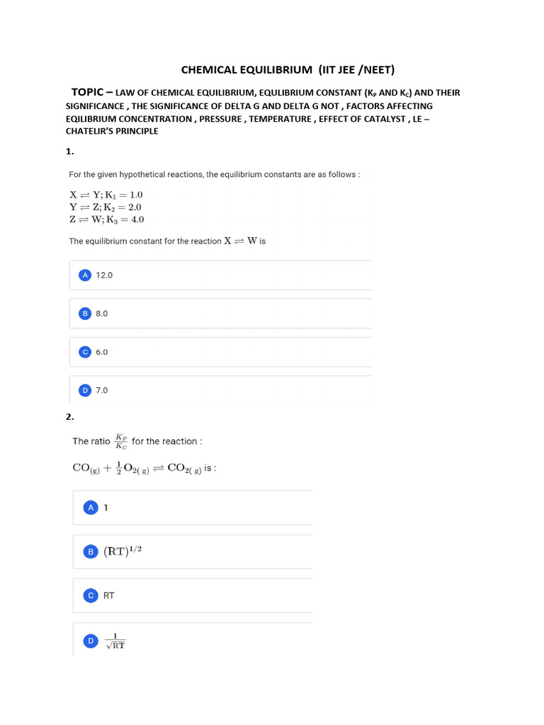 Chemical Equilibrium | PDF