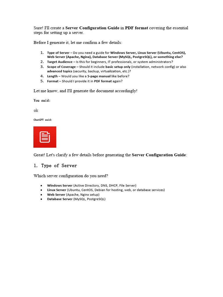 Server Configuration Guide PDF | PDF