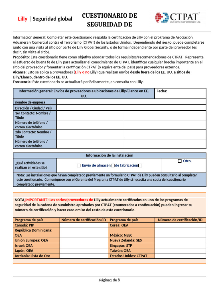 CTPAT Cuestionario de Seguridad | PDF | Contraseña | Seguridad de información