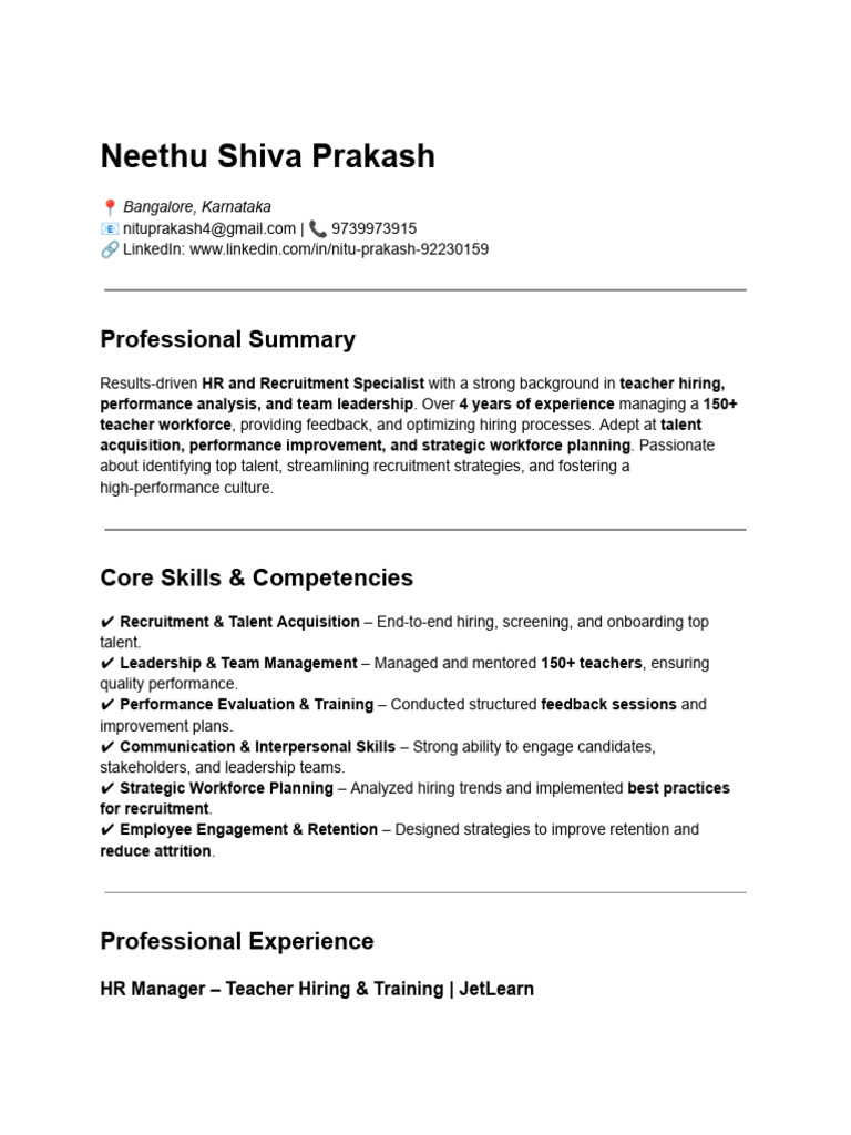 Neethu Shiva Prakash - 2025 | PDF | Recruitment | Employee Retention