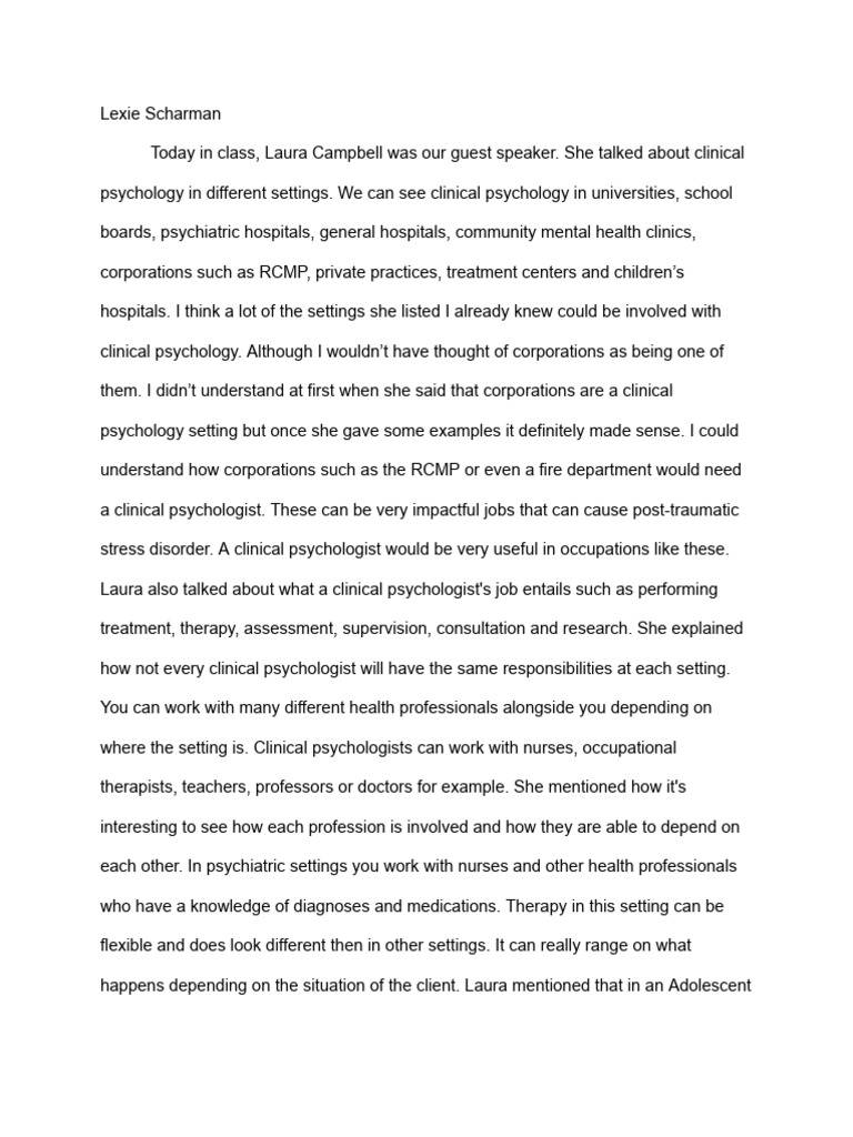 Application Reflection - Laura Campbell - Lexie Scharman | PDF ...